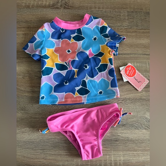 Floatimini | Swim | Nwt Colorful Floral Kids Swim Set | Poshmark